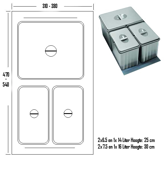 Afvalemmer - inbouw - afvalemmers - Afvalemmer kast 40 cm - In lade